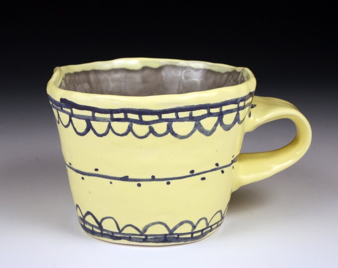 Yellow and Gray Ceramic Cup - Etsy