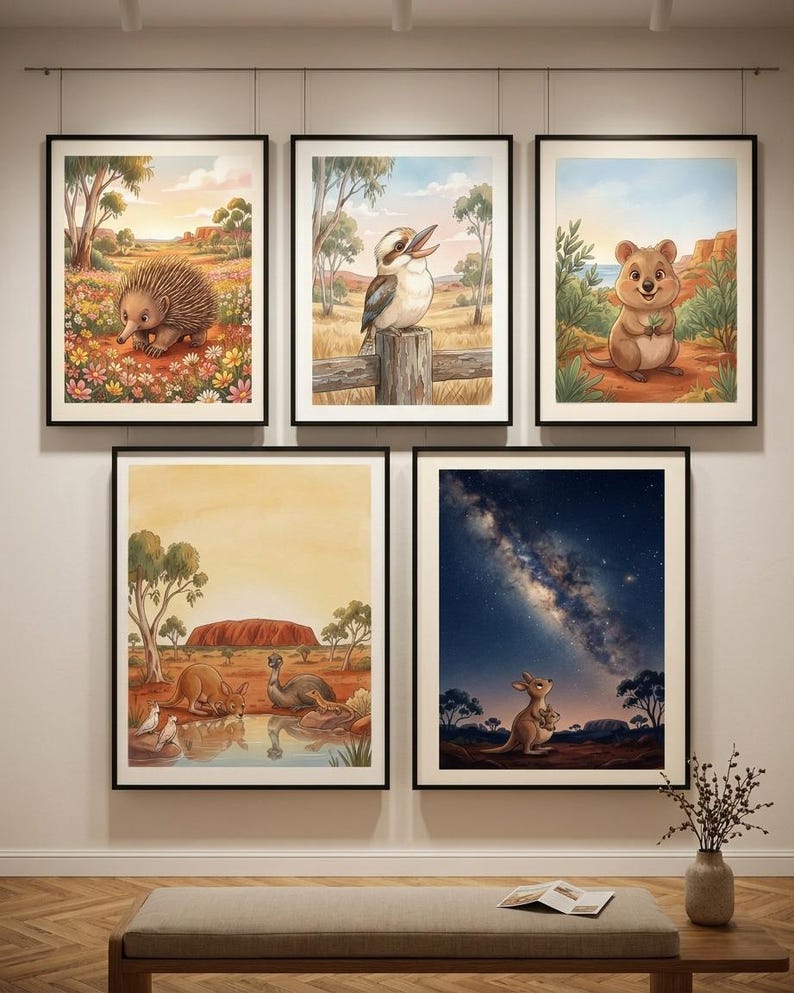 Red Centre Native Animals Nursery Prints: Australian Wildlife ...