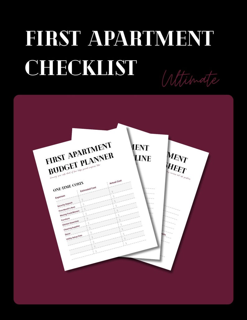 First Apartment Checklist Bundle | Move-in, Budget, Inspection, Guide ...