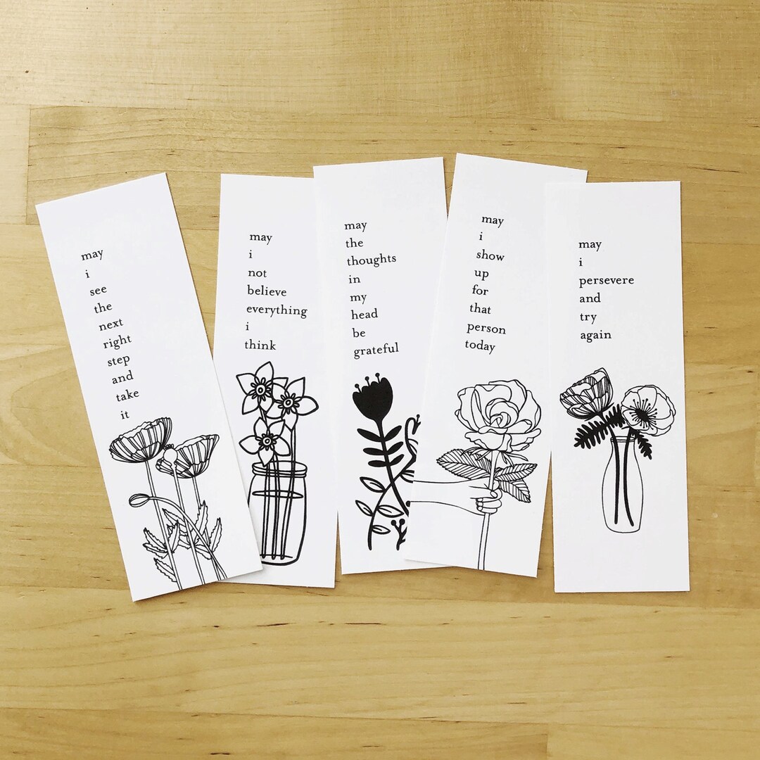 Daily Intention Printable Bookmarks - Bookworm Gift - Instant Digital ...