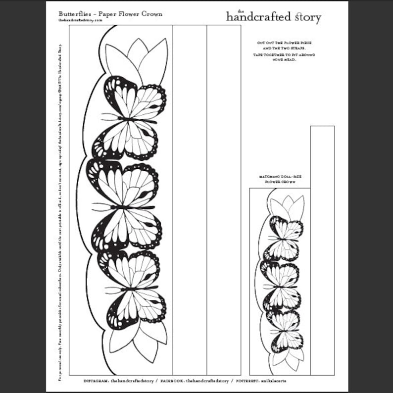 Butterflies Crown Printable Butterfly Headband Kids Craft - Etsy
