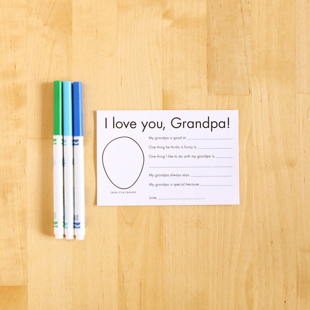 I Love You Grandpa Printable Cards - Personalized Grandparent Gifts ...