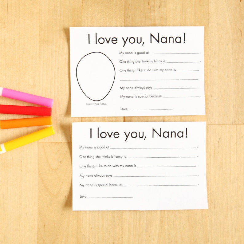 I Love You Nana and Papa Printable Cards Gifts for Nana - Etsy