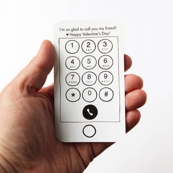 Printable Phone Kids Valentine's Day Card Classroom | Etsy Canada