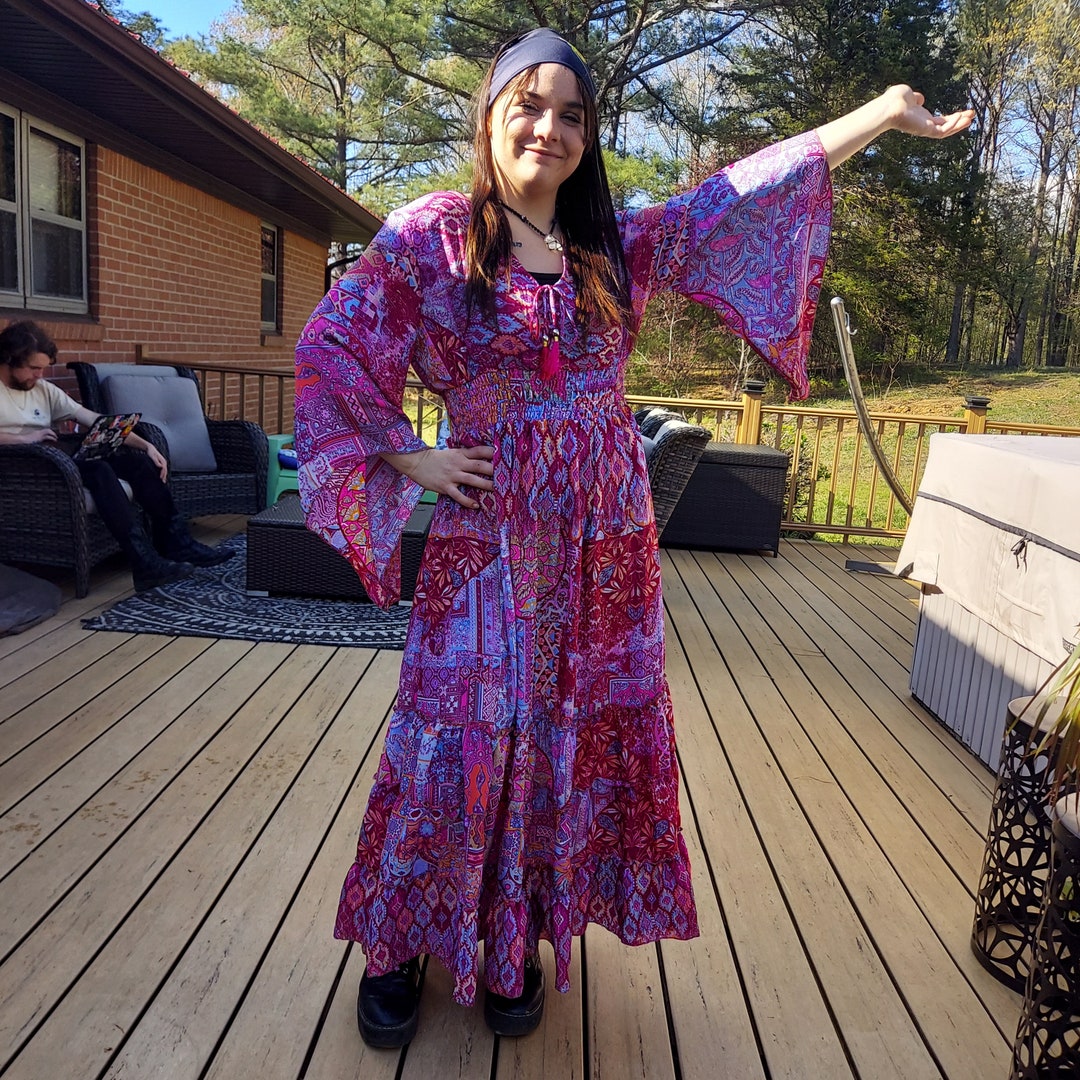 Boho Empire Waist Maxi Dress One Size S to L - Etsy