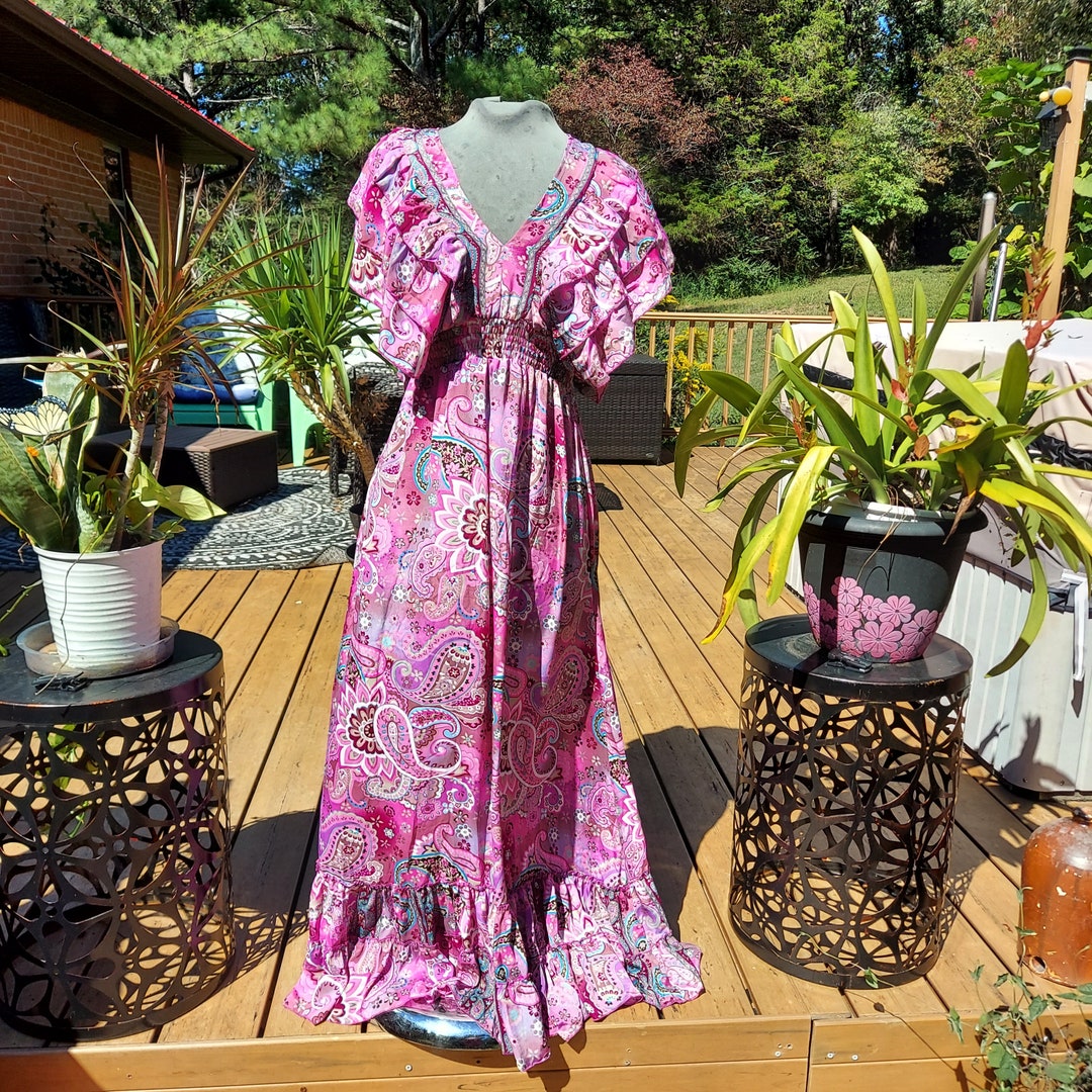 Boho Empire Waist Maxi Dress One Size S to L - Etsy