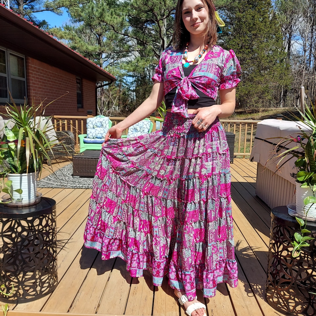 Boho Flare Layerd Maxi Skirt Set - Etsy