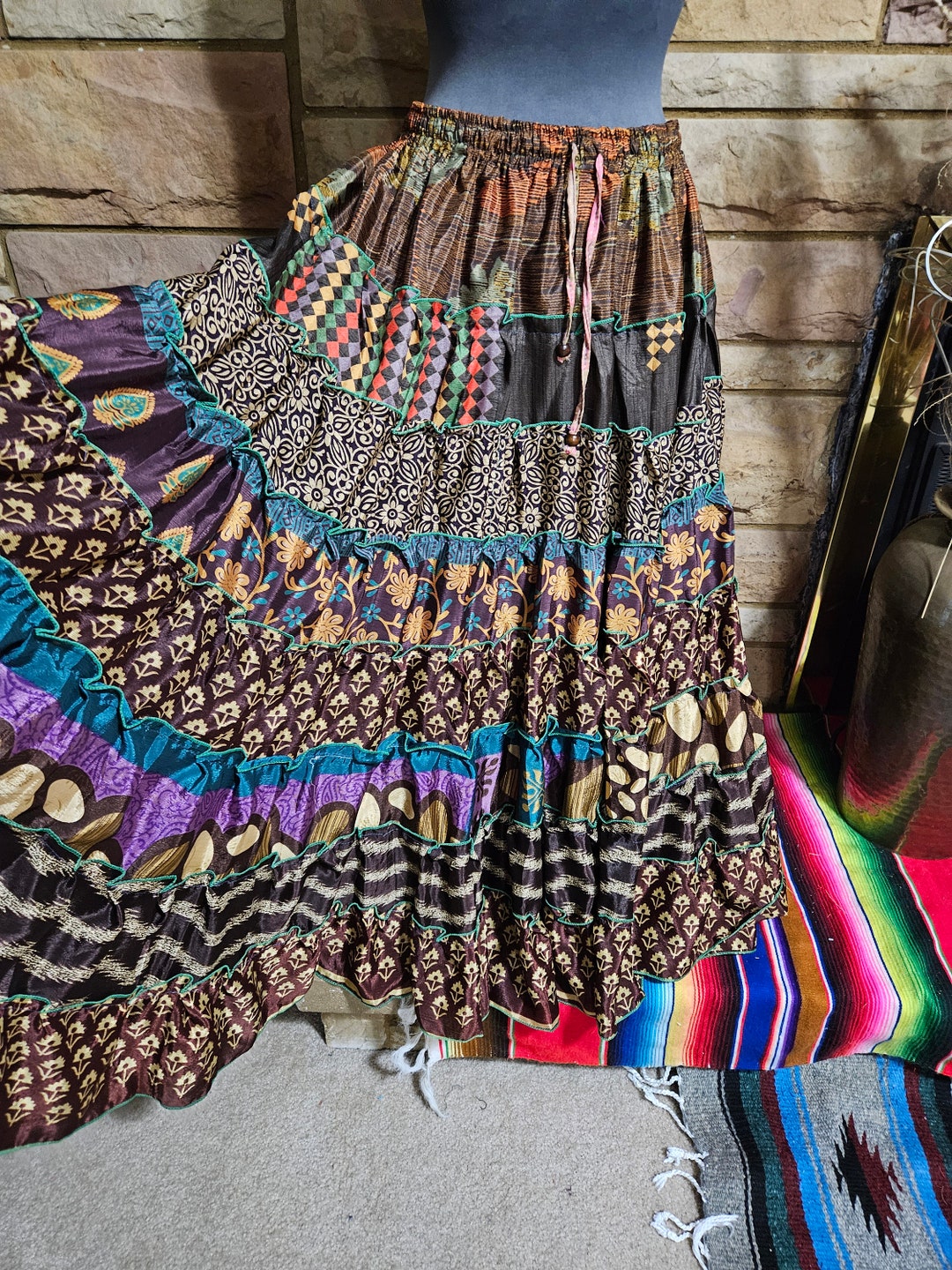 Boho Hippie Patchwork Maxi Skirt One Size S to 3X - Etsy