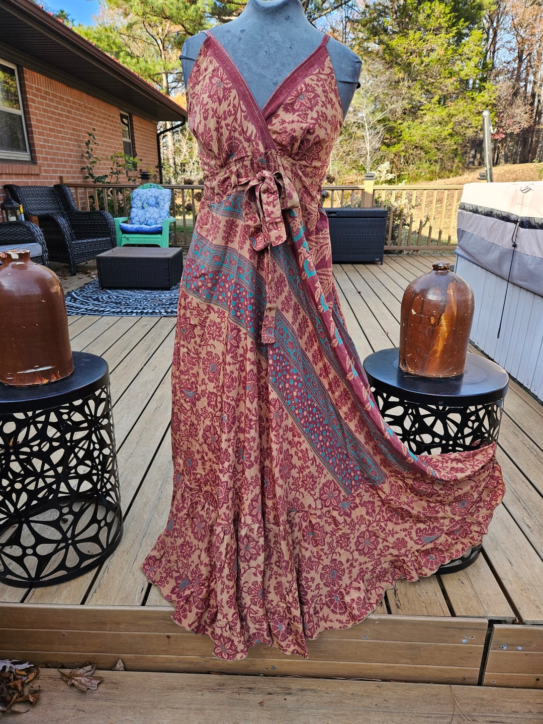 Boho Empire Waist Maxi Dress One Size S to L - Etsy