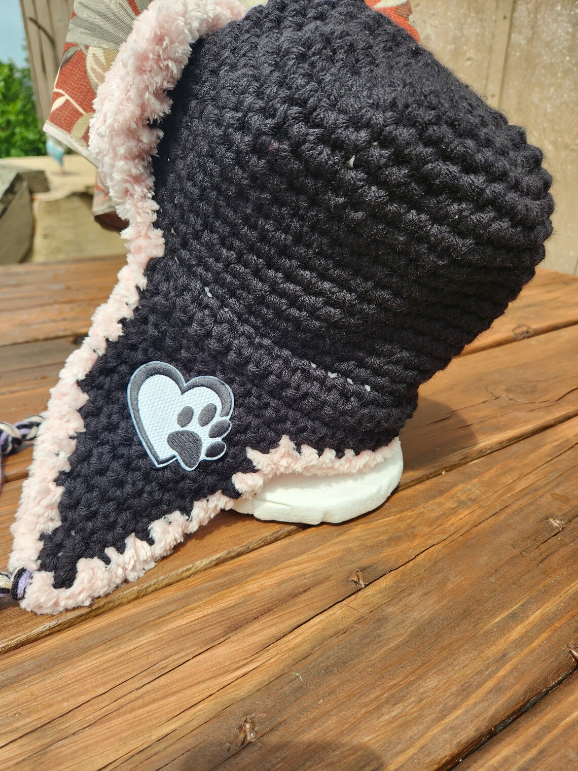 Dog Lover Trapper Hat: Crochet Earflap Winter Hat With Paw Print - Etsy
