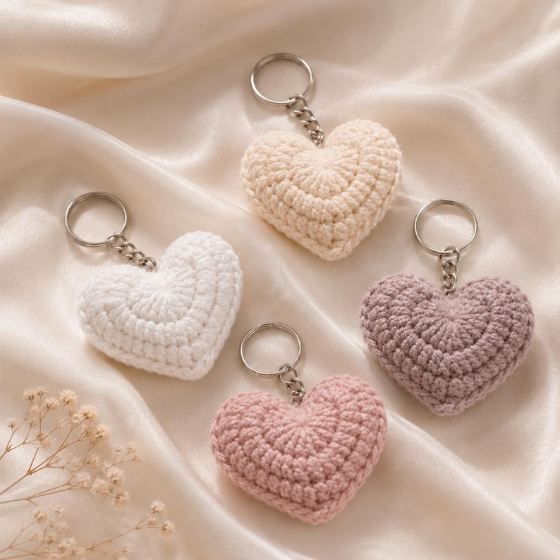 Crochet Heart Keychain Pattern PDF, Mini Amigurumi Heart, Bag Charm ...