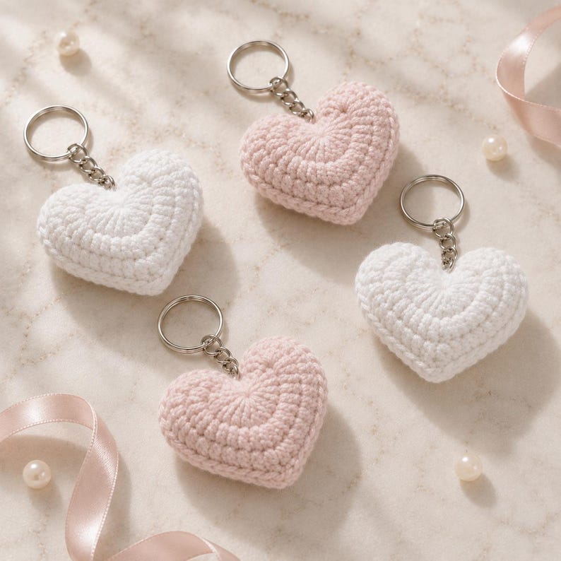 Crochet Heart Keychain Pattern PDF, Mini Amigurumi Heart, Bag Charm ...