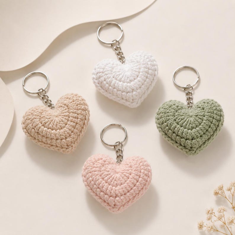 Crochet Heart Keychain Pattern PDF, Mini Amigurumi Heart, Bag Charm ...