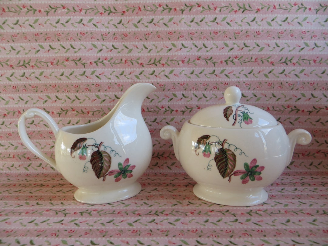 Vintage Crown Potteries Creamer and Sugar, Crown Potteries USA, Sugar ...