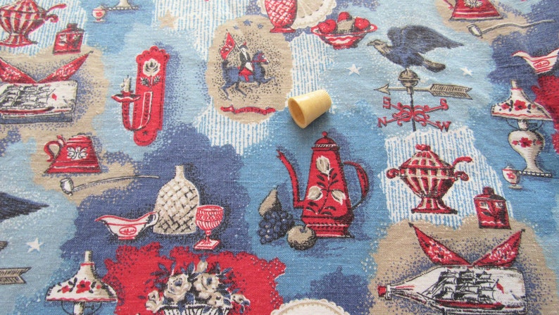 Colonial Theme Novelty Print Vintage Cotton Curtain Panel | Etsy