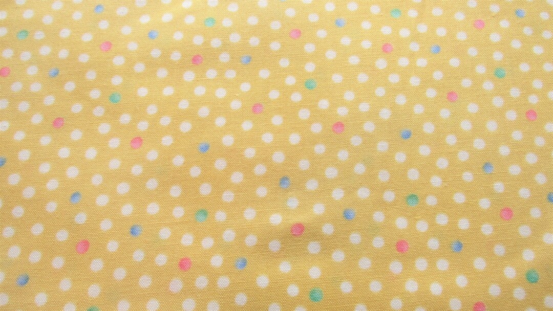 Bright Yellow Polka Dot Print Vintage Cotton Fabric -- 43 Wide by 1 ...