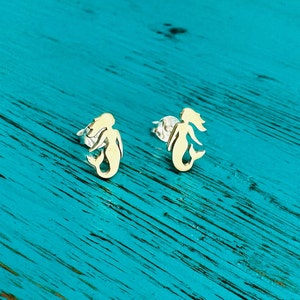 Cute Mermaid Stud Earrings Sterling Silver/gold Mermaid - Etsy