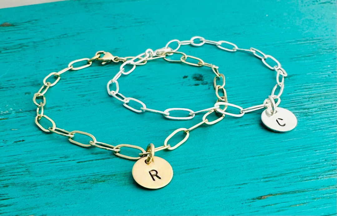 Custom Paperclip Letter Initial Bracelet - Personalized Chain Bracelet ...