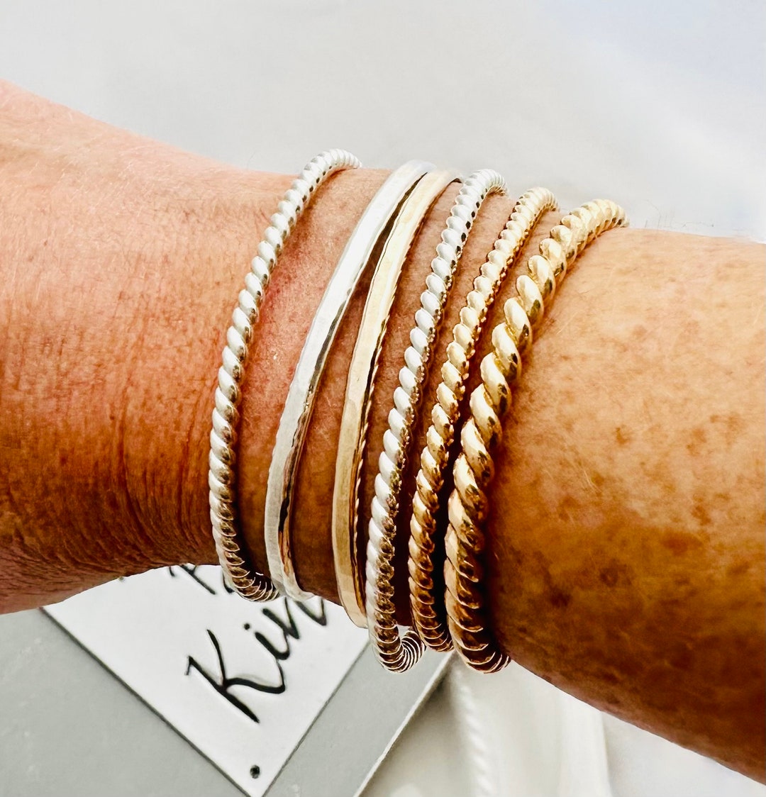 Sterling and Gold Custom Cuff Bracelets - Twist Bracelets - Hammered ...