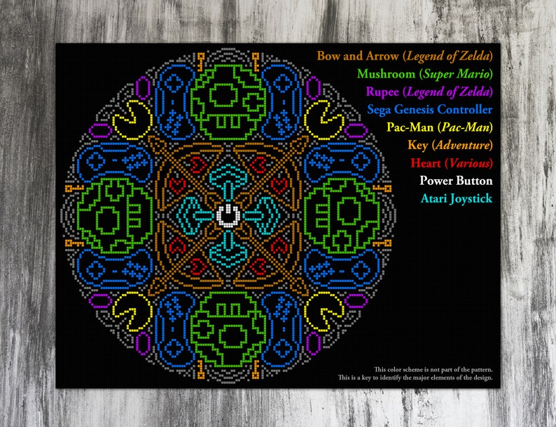 Retro Gaming Mandala Cross Stitch Pattern - Etsy