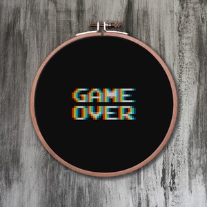 Game Over/insert Coin/press Start/high Score Four-pack Cross Stitch ...