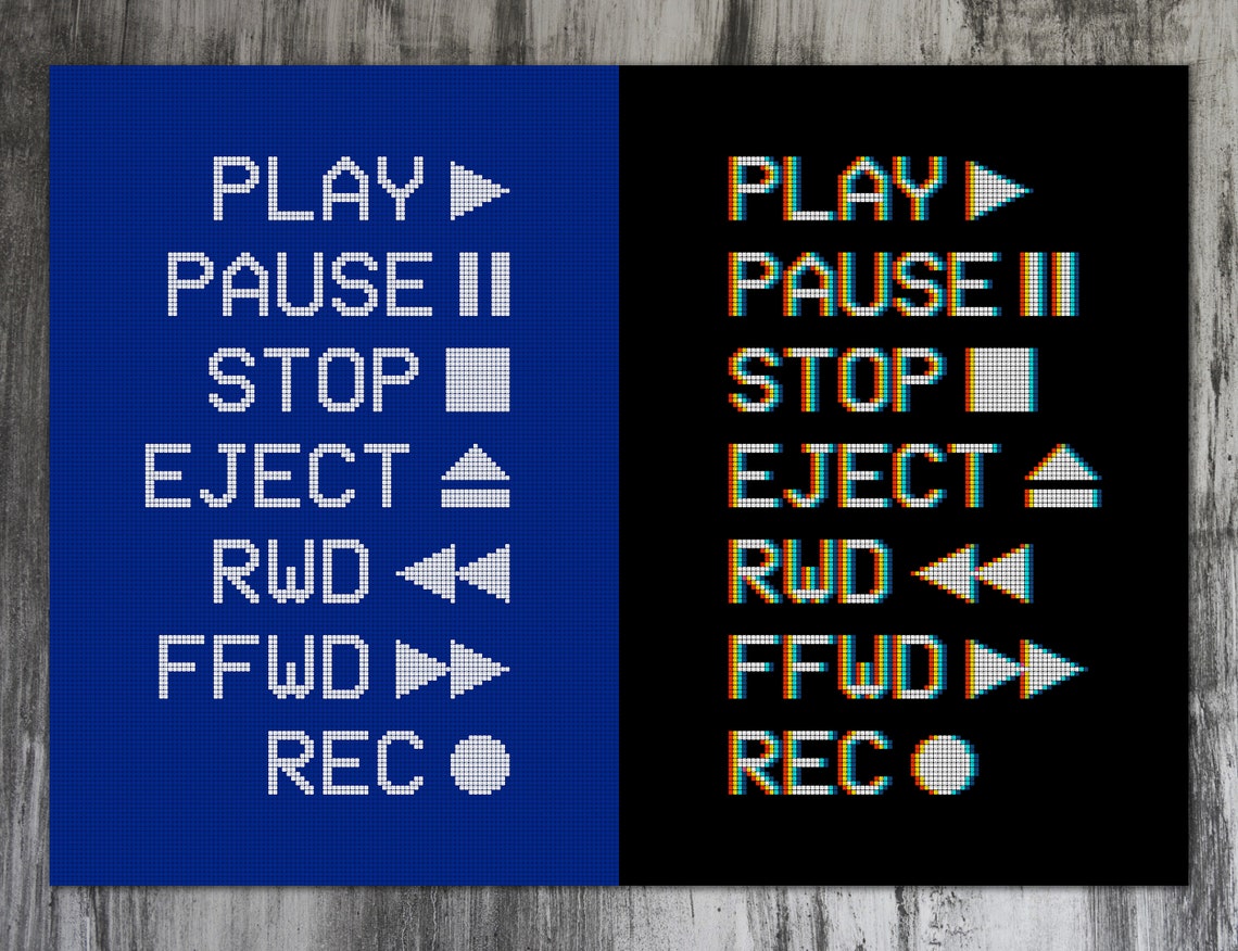 VCR Controls 14-in-1 Cross Stitch Pattern - Etsy