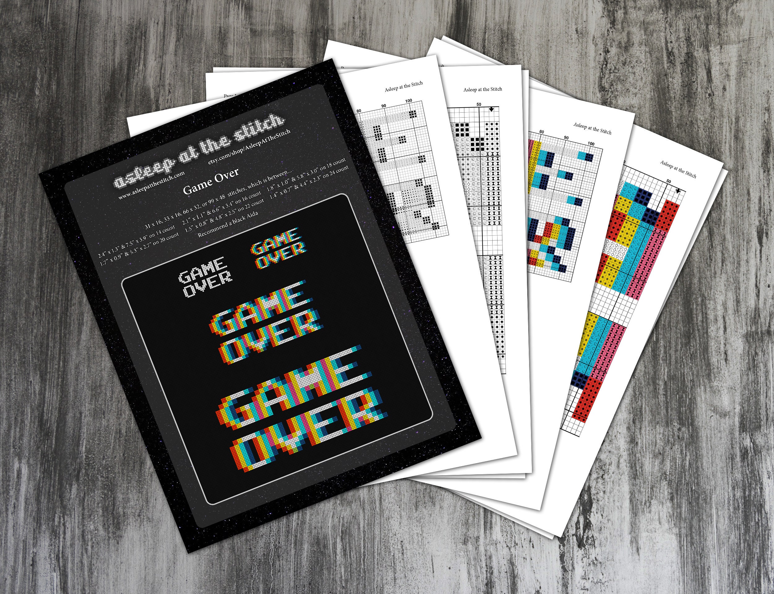 Game Over 4-in-1 Cross Stitch Pattern - Etsy