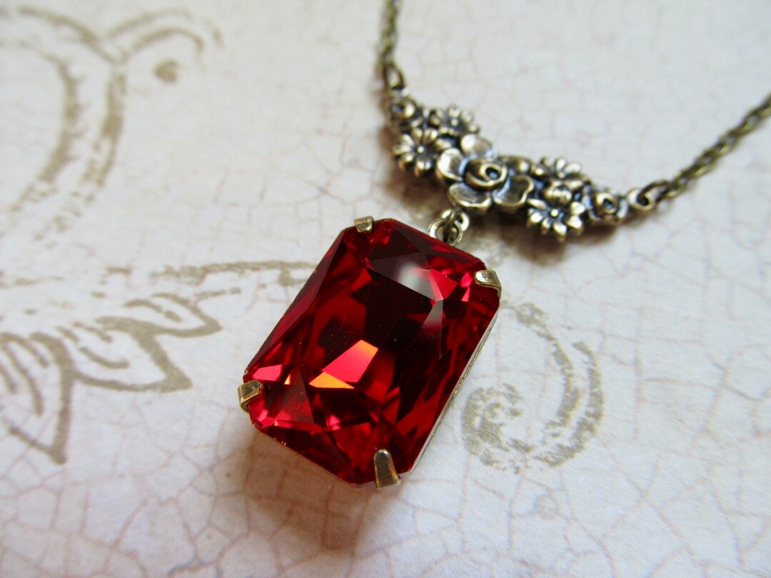 Ruby Red Art Deco Necklace, Princess- Melt - Etsy