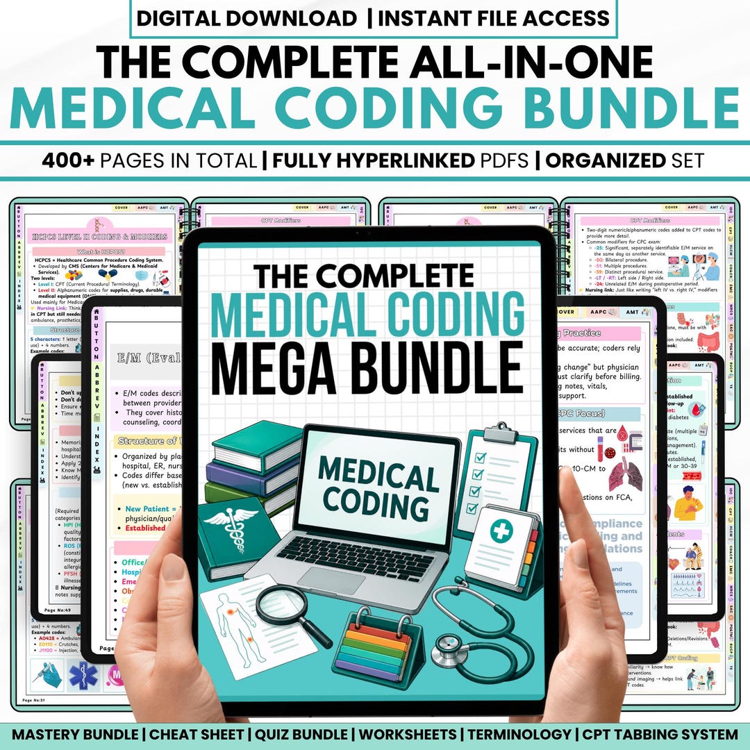 Medical Coding Study Guide Mega Bundle | ICD-10 CPT Reference Sheets ...