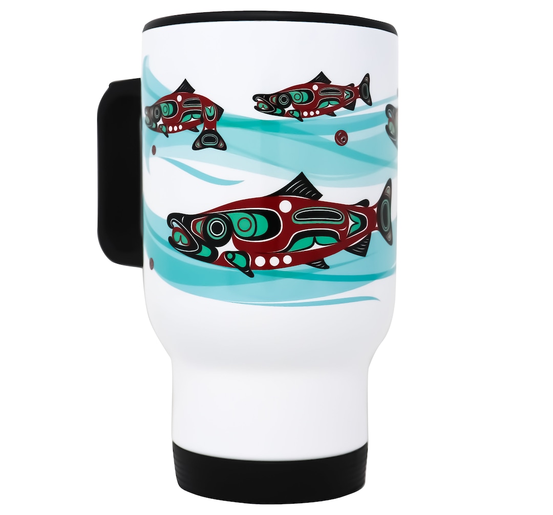 Salmon Run Formline Travel Mug / Native American Drinkware & Gifts ...