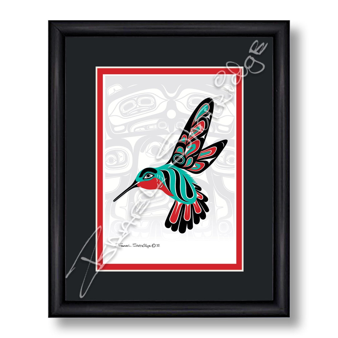 Hummingbird & Screen / 8" X 10" Framed Art Card / Tlingit Northwest ...