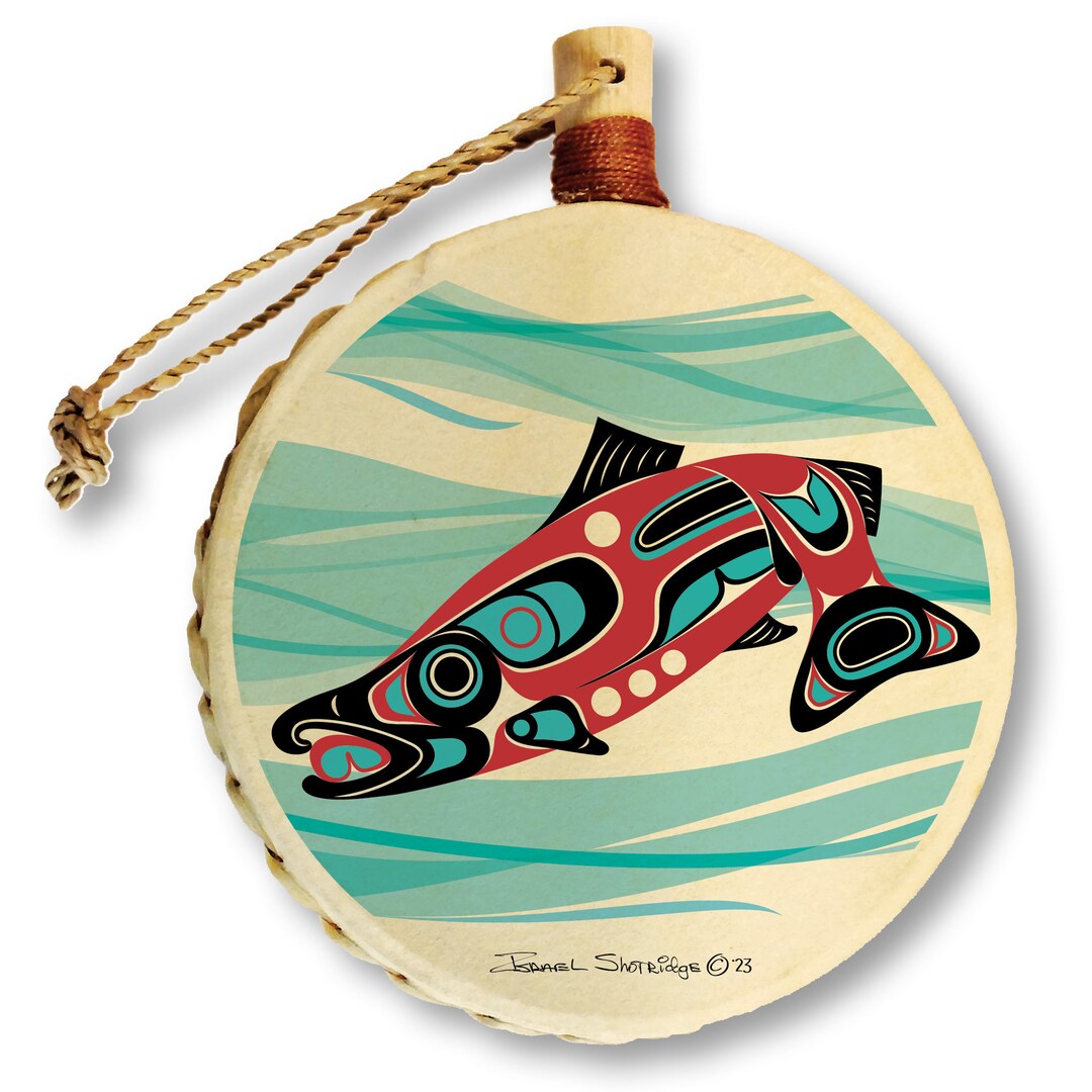 Salmon Run Holiday Drum Ornament / Designed by Tlingit Master Artist ...