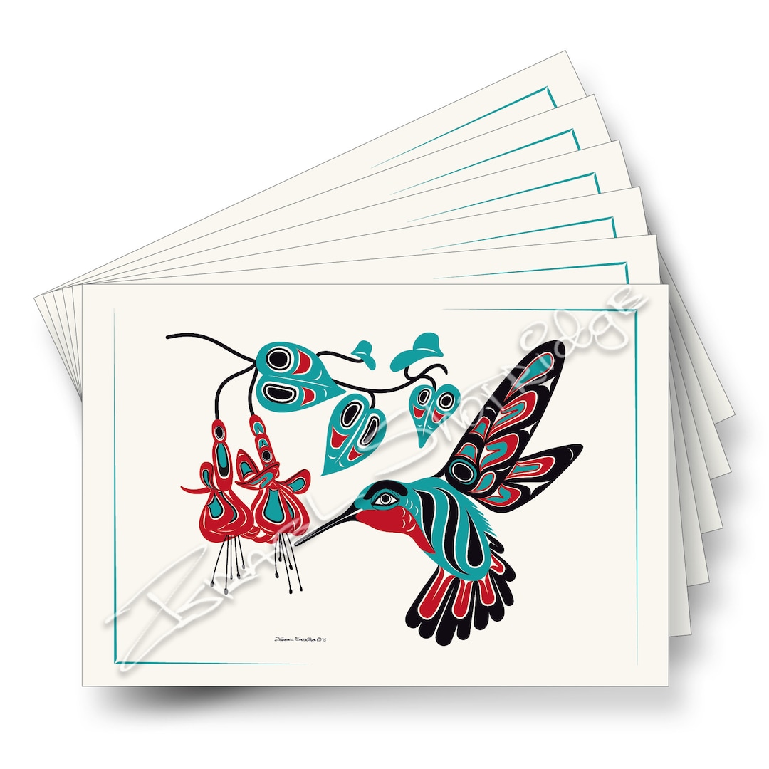 Hummingbird & Fuchsia Art Cards / 6 Card Collection / Formline Art Card ...