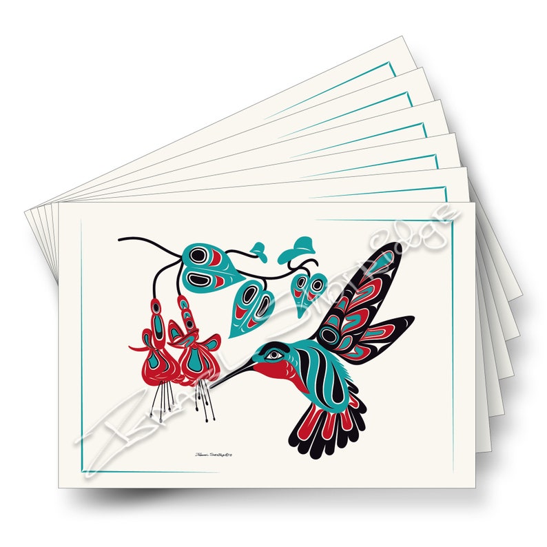 Hummingbird & Fuchsia Art Cards / 6 Card Collection / Tlingit - Etsy