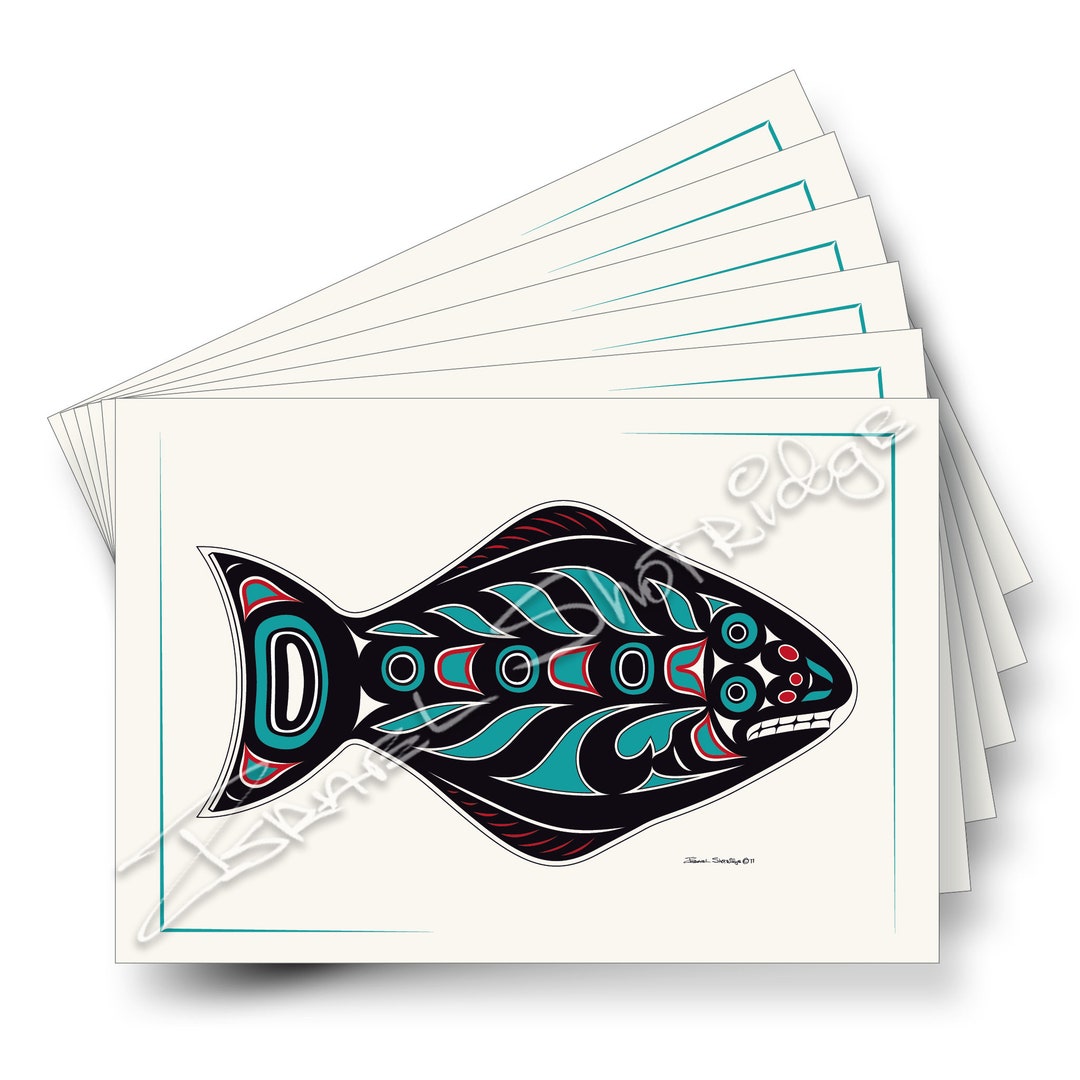 Halibut Art Cards / 6 Card Collection / Formline Art Card Set / Tlingit ...