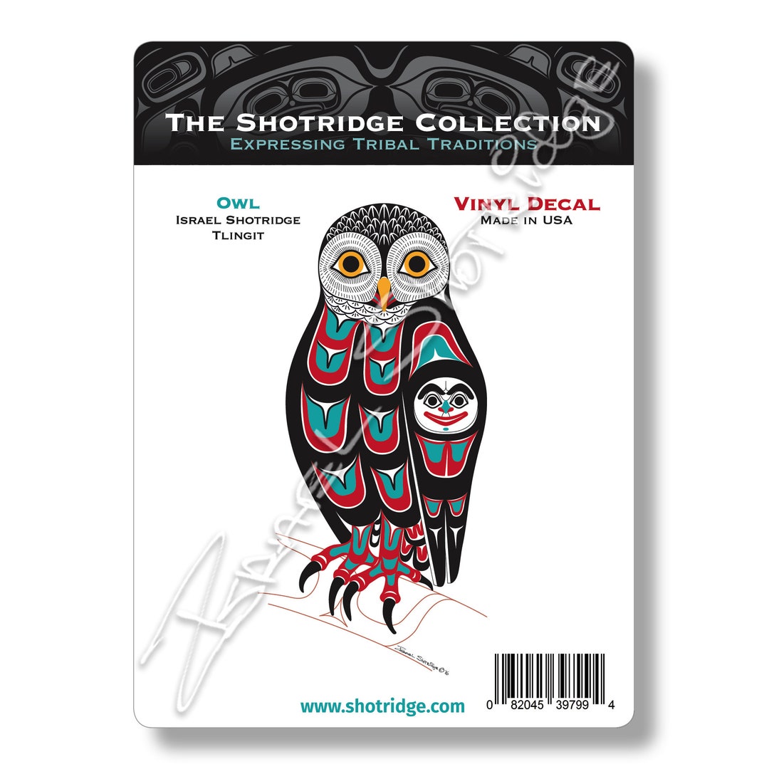 Owl Large 4" X 6" Vinyl Decal / Tlingit Northwest Native American ...