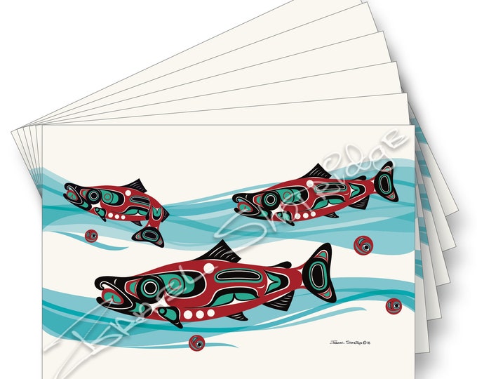Salmon Run Art Cards / 6 Card Collection / Tlingit Northwest - Etsy
