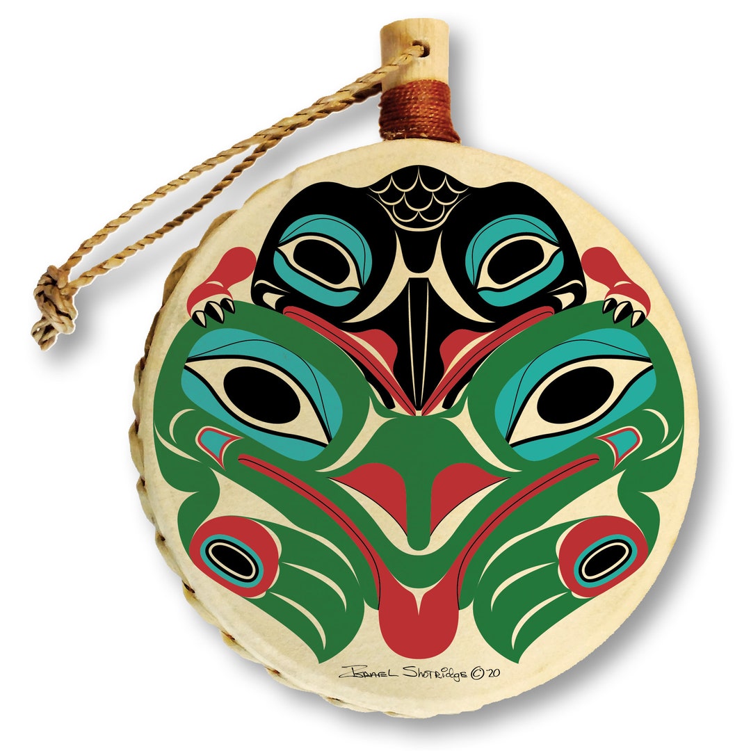 Baby Raven Frog Holiday Drum Ornament / Designed by Tlingit Master ...