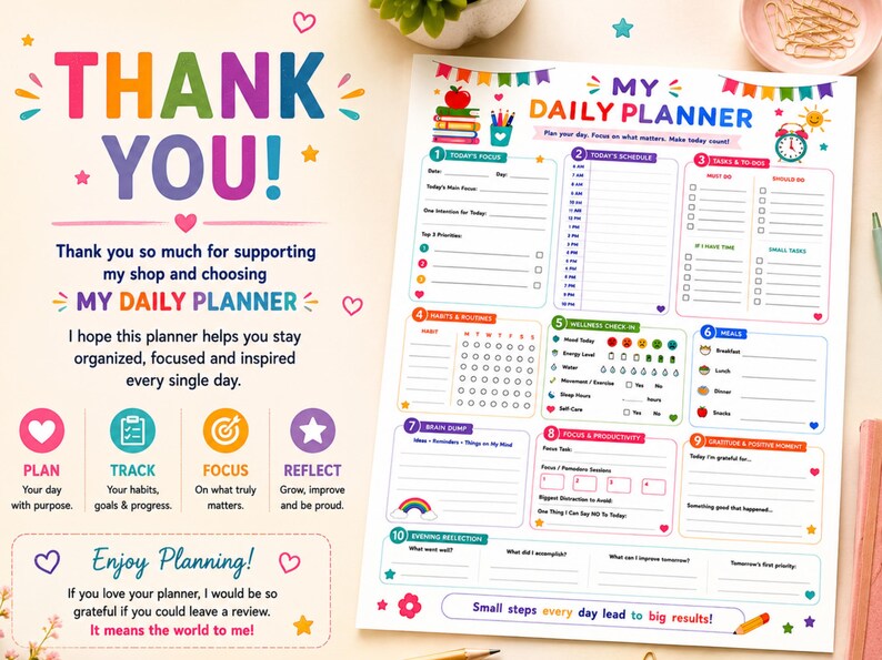 My Daily Planner, Printable Daily Planner, to Do List Template, Undated ...