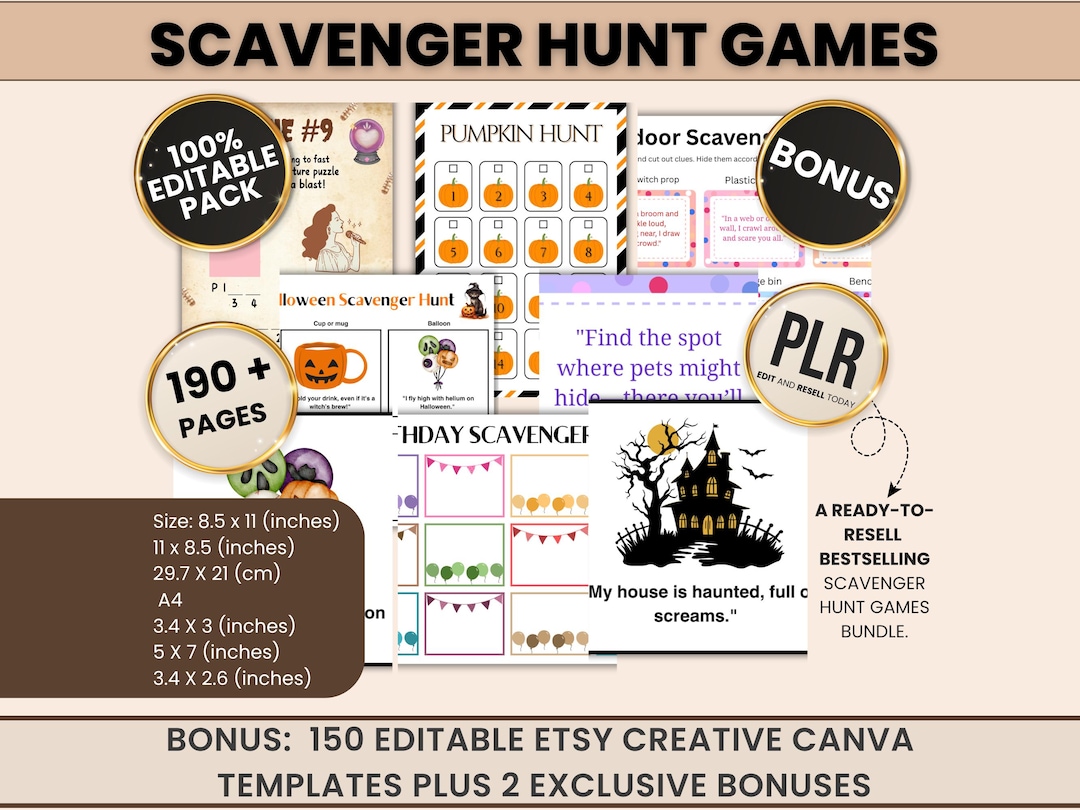 Editable Scavenger Hunt Canva Templates (PLR Bundle) - Etsy