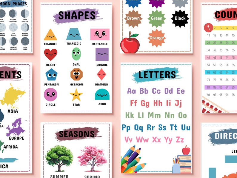 Preschool ABC Number Chart Printable Alphabet Poster for Kids Numbers ...
