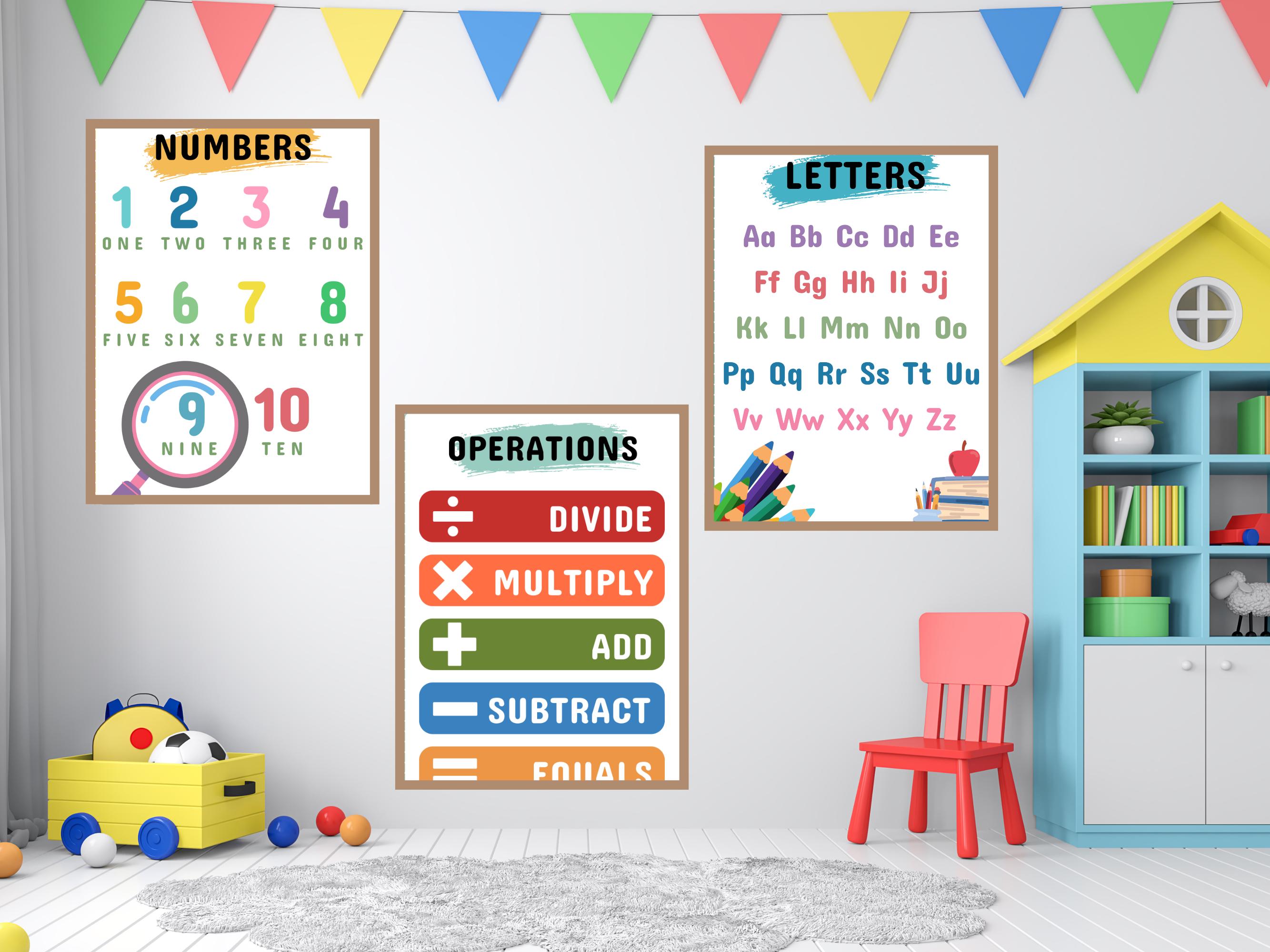 Kids Educational Posters Printable, Preschool Learning Charts Bundle ...