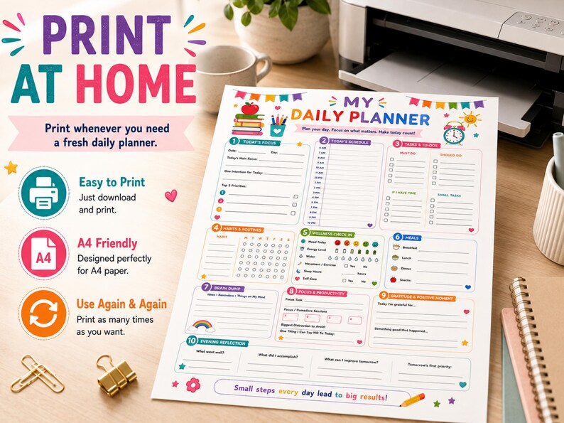My Daily Planner, Printable Daily Planner, to Do List Template, Undated ...