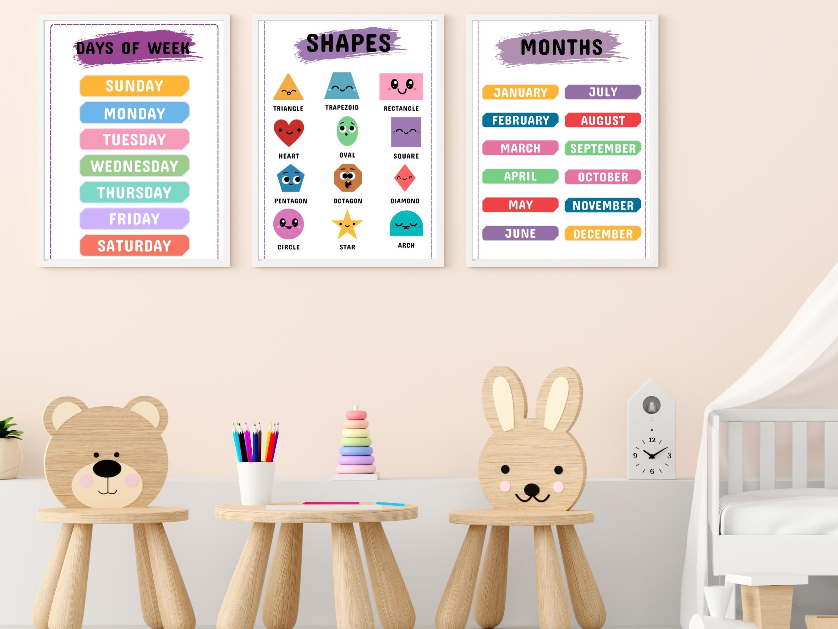 Kids Educational Posters Printable, Preschool Learning Charts Bundle ...