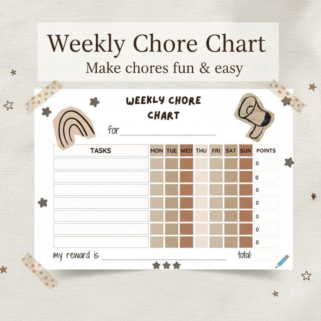 Kids Weekly Chore Chart | Daily Behavior Planner (digital Download) - Etsy