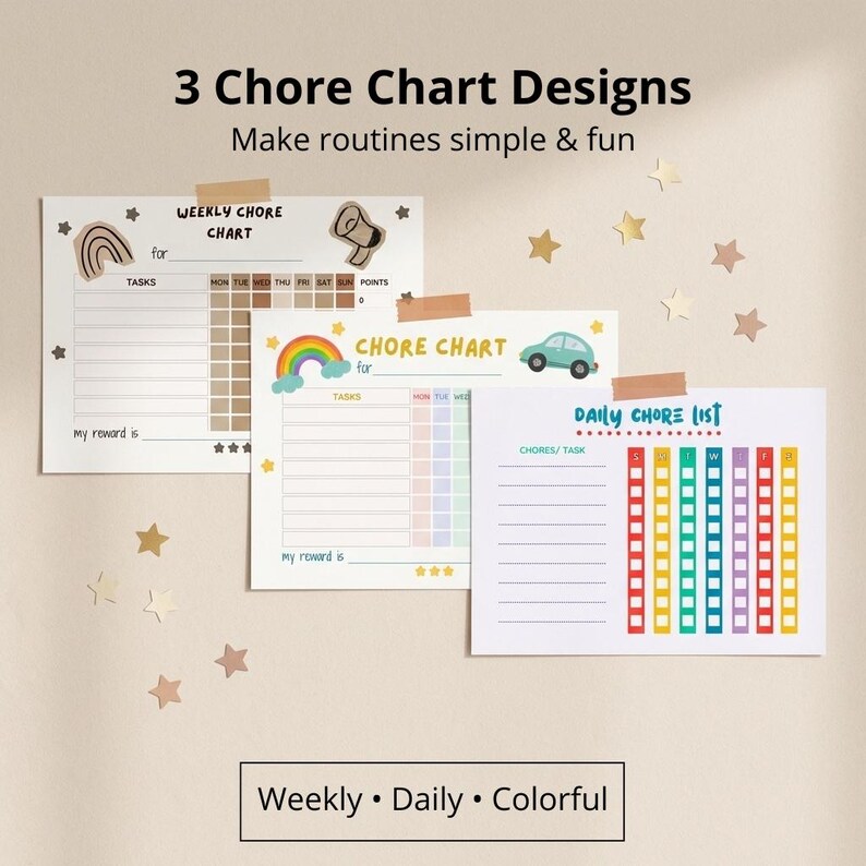 Kids Weekly Chore Chart | Daily Behavior Planner (digital Download) - Etsy