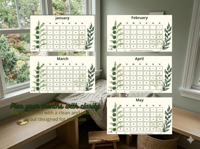 Interactive Digital Calendar 2026 Minimalist Planner PDF Weekly iPad ...
