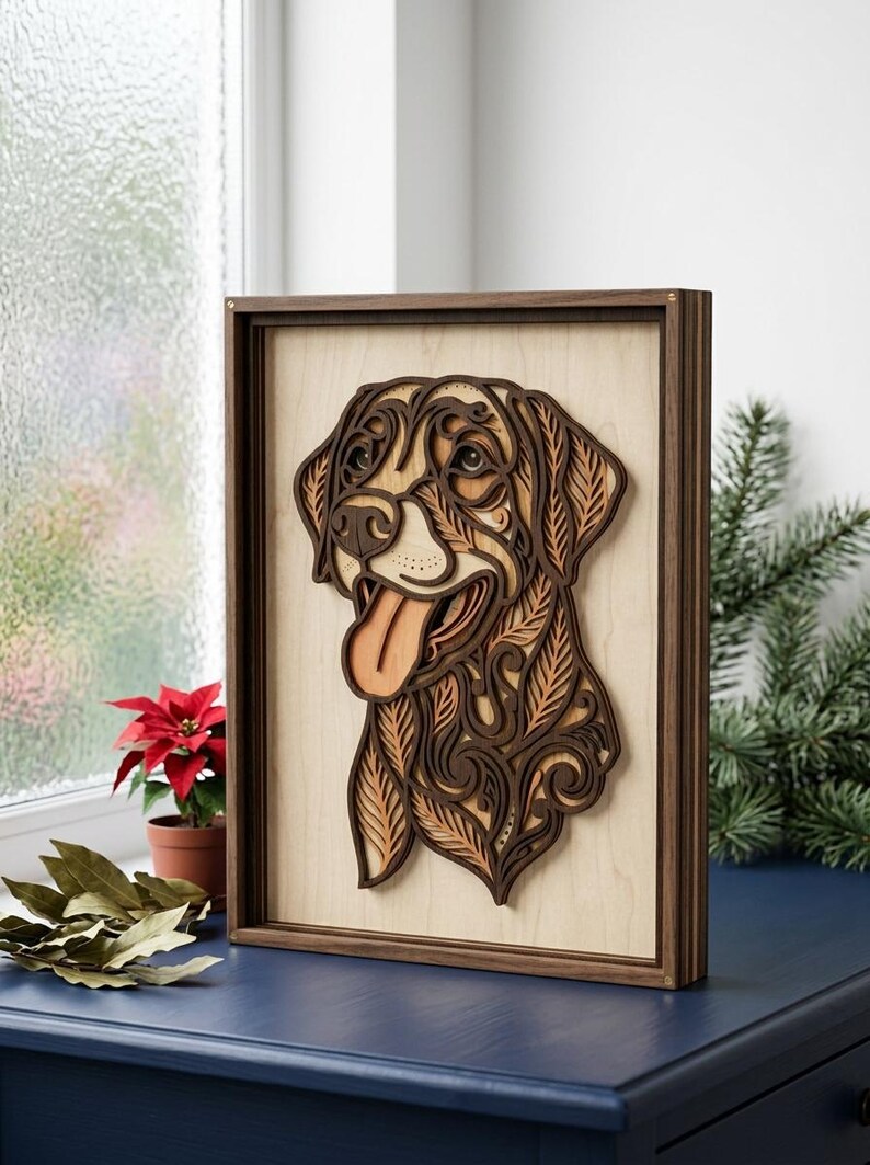 F09 Dog Layered SVG | 8 Layer Laser Cut Pet Portrait Wall Art ...