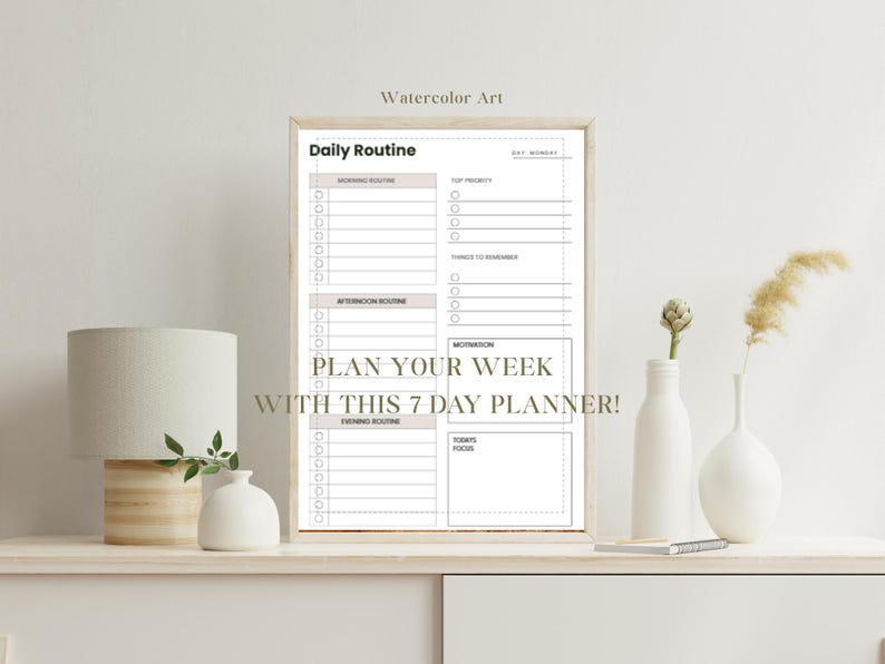 ADHD Daily Routine Planner: Minimalist Schedule to Do List (digital ...