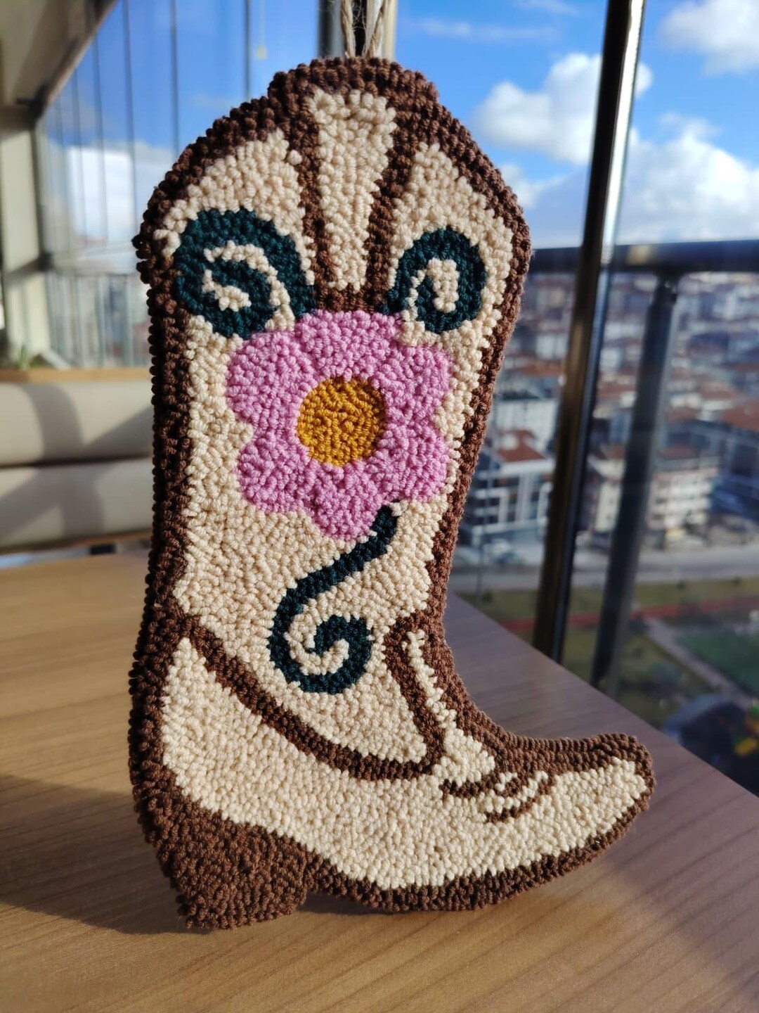 Cowboy Boot Punch Needle Wall Hanging, Handmade Western Decor, - Etsy